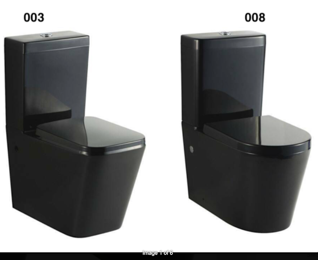 TOILET SUITE BLACK CERAMIC SOFT CLOSE SEAT BACK O WALL WASHDOWN ...