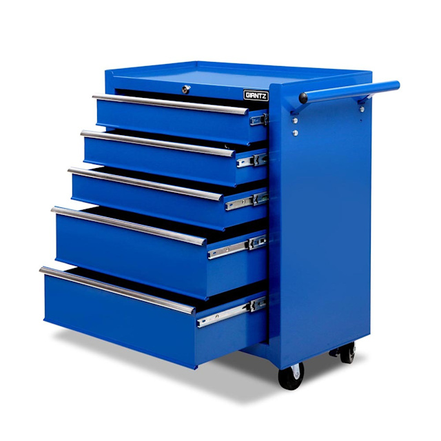 5 Drawer Tool Box Cabinet Chest Trolley Box Garage Storage Toolbox Blu ...