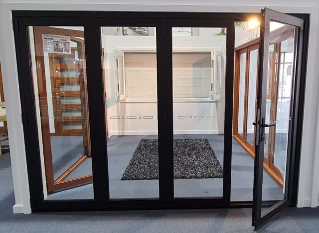 Aluminium 4 Panel Bi Fold Stacking Door - Black, White, Timber Effect ...