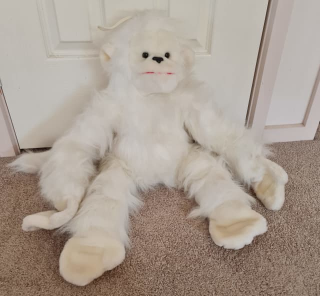 Monkey ape gorilla large long arms white fluffy soft plush toy - Toys ...