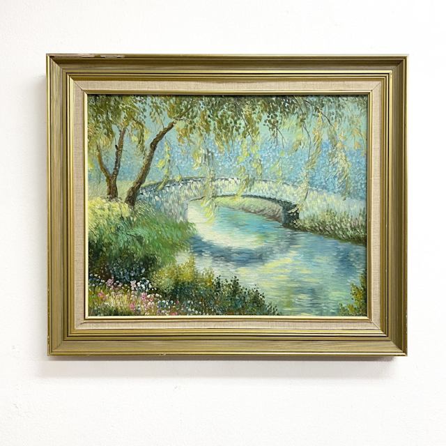 Mid Century Impressionist River Scene Acrylic Painting On Canvas - Art ...