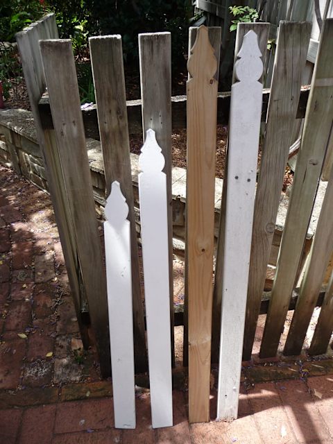 Windsor pickets (4) 70 x 19 various lengths, treated pine, $7 the lot ...