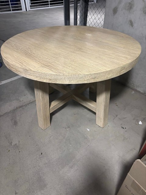 1.2 metre round washed elm Ex display Dining table Table - Dining ...