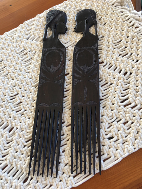 2 x Vintage Ebony wooden African hair combs | Antiques | Gumtree ...