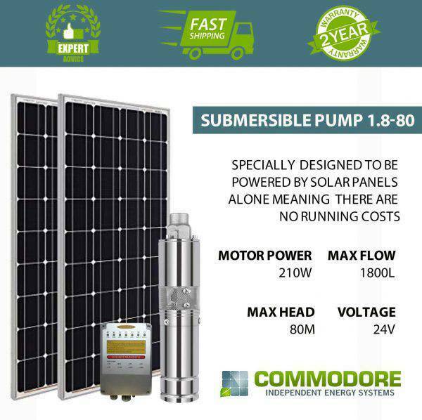 Commodore 24v Submersible Solar Pump 1.8-80 with Solar - Miscellaneous ...