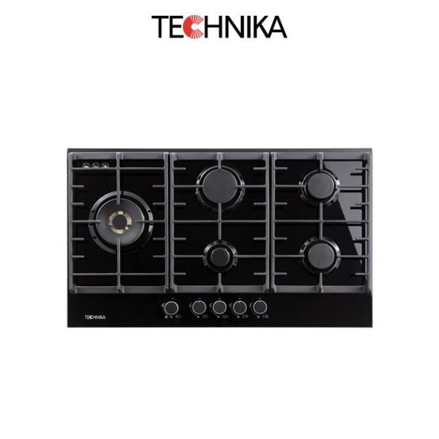 Technika 90cm Black Glass Gas Cooktop NG/LPG Model TGC9GLBK RRP $1599 ...