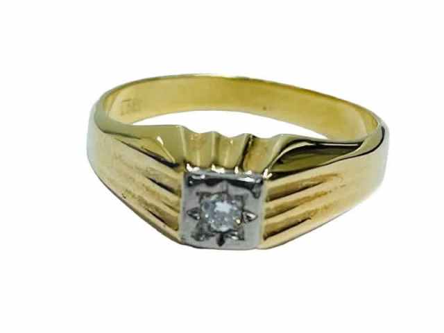 18ct Yellow Gold Mens Diamond Ring With Stone Size W (250797) - Men's ...