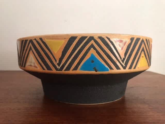 Vintage Glazed Ceramic Bowl Dish Tribal Aztec Pattern - Vases & Bowls ...