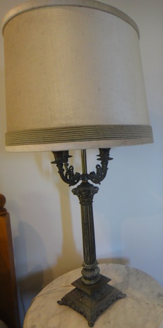 VINTAGE TALL/LARGE TABLE LAMP WITH VELVET LAMP SHADE. - Table & Desk ...