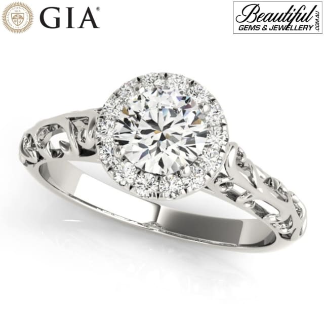 Antique Style Filigree Solitaire Diamond Ring with Vintage Setting in ...