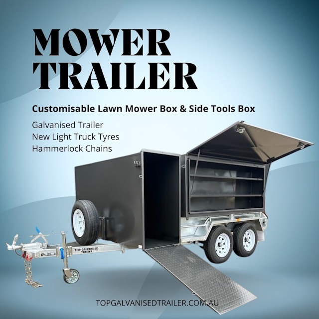 8x5 Lawn Mower Trailer Galvanised Dual Axle Gardening Trailer 2000kg A ...