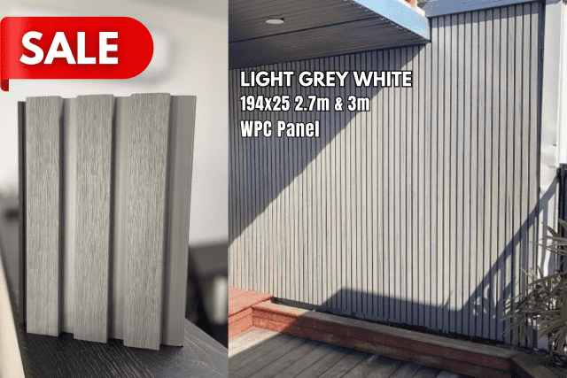 194x25x2.7m/3m WPC Cladding Light Grey White w/Brush | Building ...