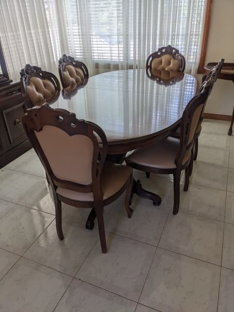 Antique French Polish Dining Table and Six Chairs - Made in Italy ...