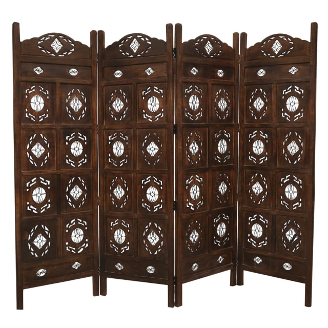 Iron Jali 4 Panel Room Divider Screen Privacy Shoji Timber Wood S ...