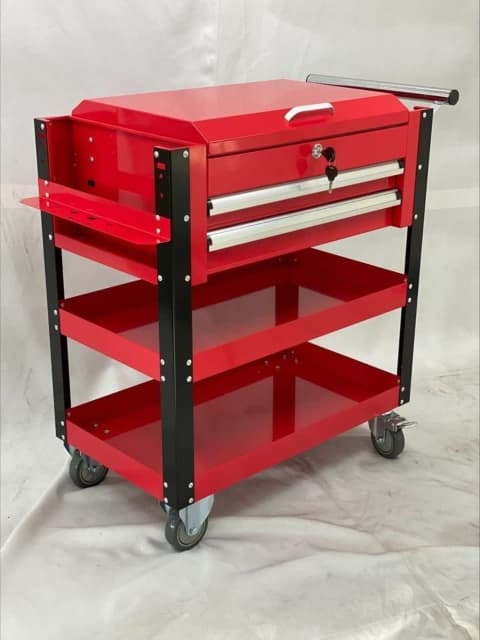 New Heavy Duty 3 Tier Black or Red Mechanic Trolley Tool Cart Storage ...