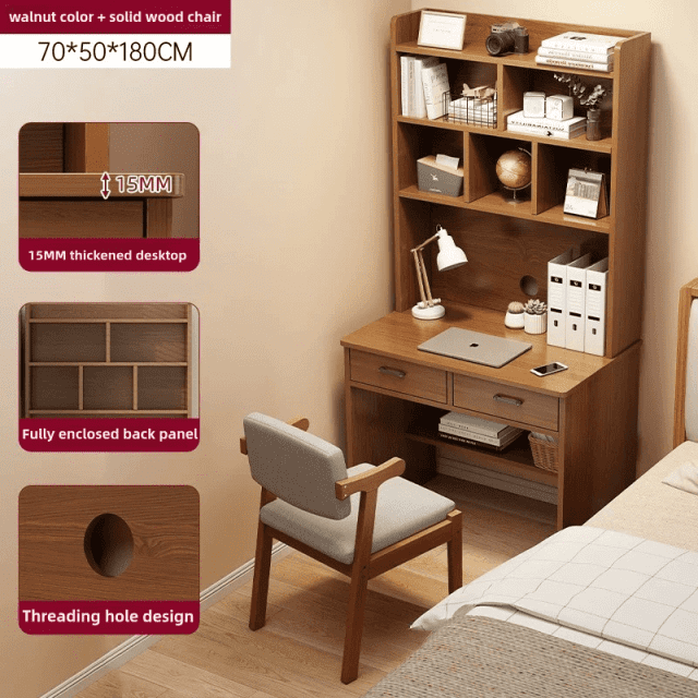 Small desk hutch all-in-one table home computer table with one chair ...