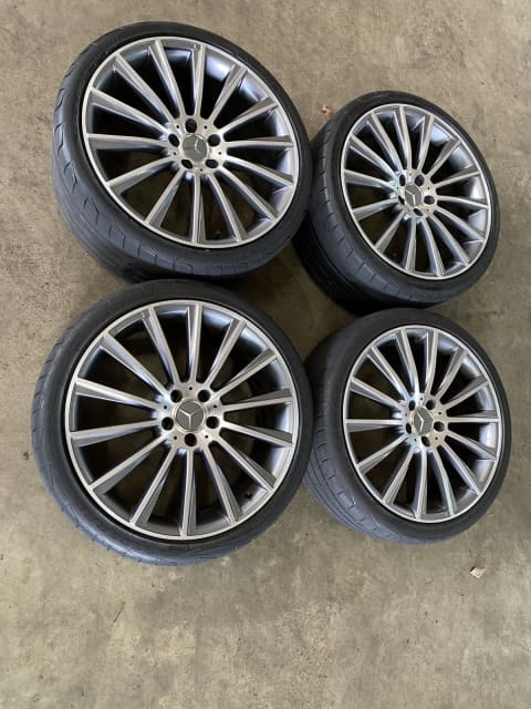 20” aftermarket Mercedes style fan fin wheels grey machined cls c300 ...