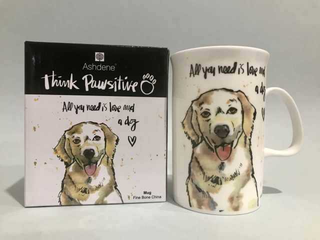 Ashdene Think Pawsitive Golden Retriever Dog Fine Bone China Mug NEW ...