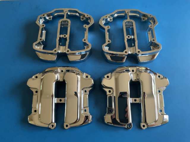 HARLEY DAVIDSON MILWAUKEE M8 EIGHT NEW CHROME ROCKER COVERS TOP BOTTOM ...