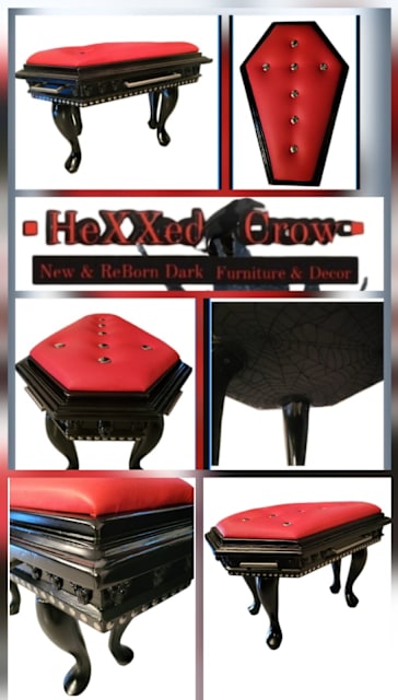 NEW UNIQUE GOTHIC VAMPIRE SKULL COLLECTOR COFFIN STOOL SEAT quality ...