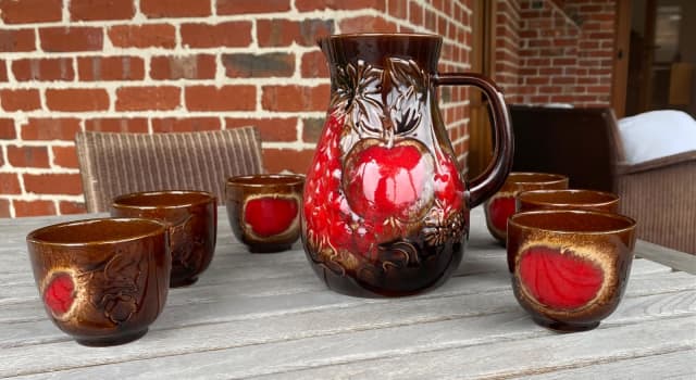 Vintage 1970s Scheurich West Germany Jug/Pitcher and 6 cups ...