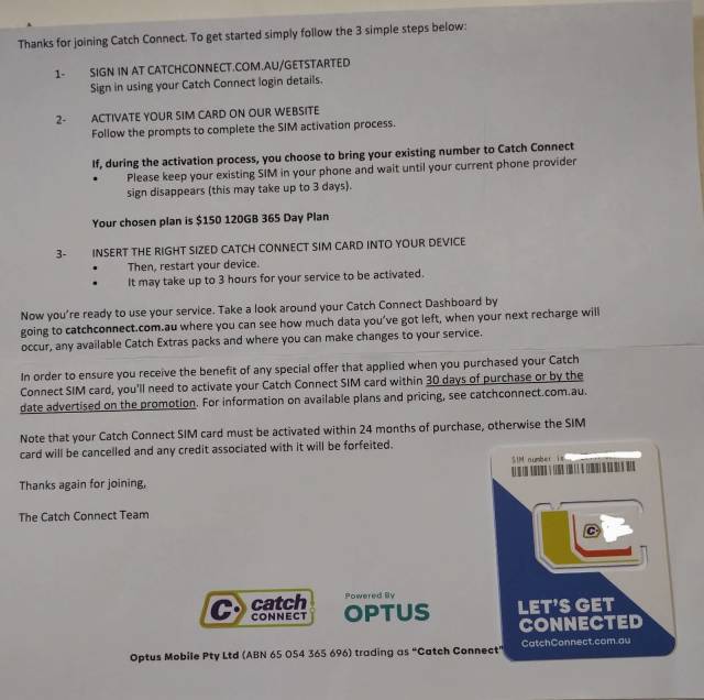 120GB 365 day plan Catch connect expires Apr 2026 - Phone Accessories ...