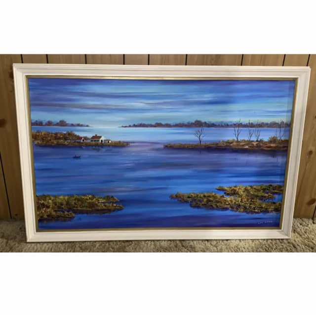 Original Artwork By Leo Cook Art Painting Lake Signed By Artist Framed ...