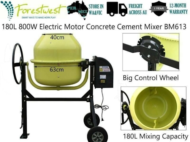 180L 800W Portable Cement Mixer Concrete Mixer BM613 - Power Tools in ...