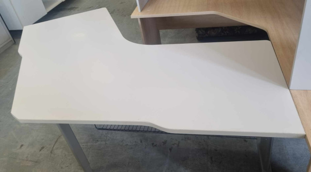 Unique Nice Off White half moon desk with grey metal legs - Desks in ...