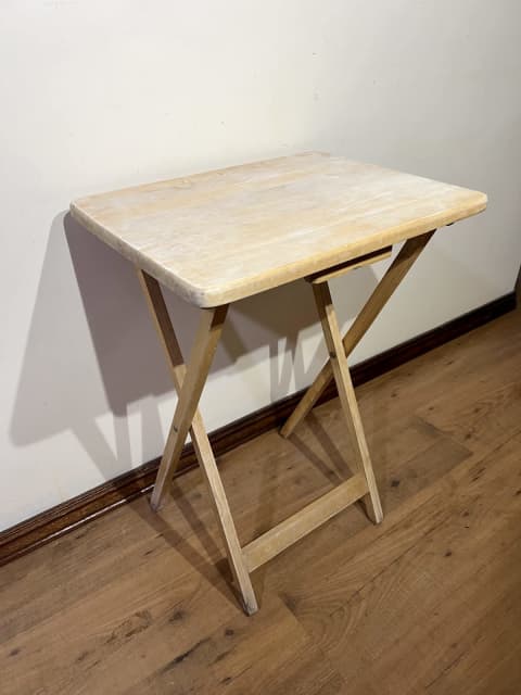 Wooden sanded retro folding table stand painting holder plant stand ...