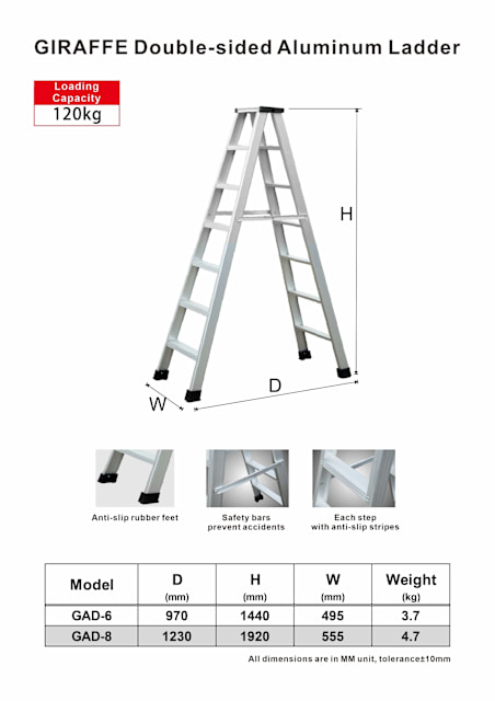 GIRAFFE 8-STEP DOUBLE SIDED A-FRAME ALUMINUM LADDER (Brand New ...