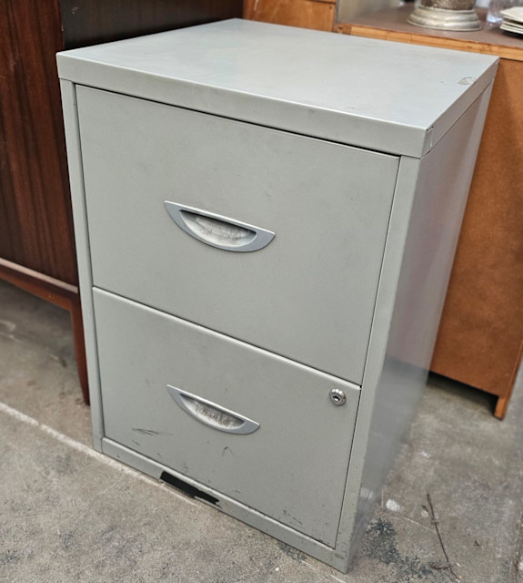 Filing Cabinet: Grey Two Drawer Metal Filing Cabinet - Cabinets in ...