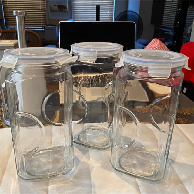 3 Famous brand “Glasslock” Great quality Tall Glass Kitchen Canisters ...