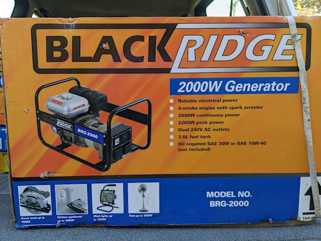 BLACKRIDGE BRG2000 2KVA 4 STROKE PETROL GENERATOR *NEW*NEW - Other ...