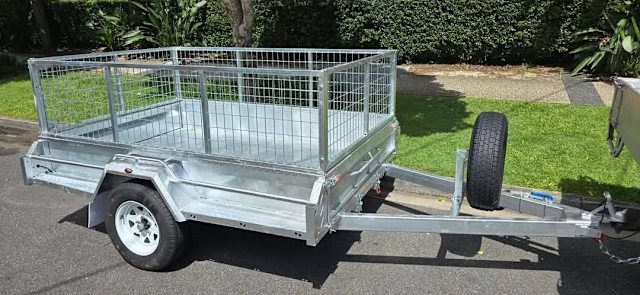FREE REGO! 8x5 Galvanised Caged Tilt Trailer 750kg ATM Spare Tyre Vert ...