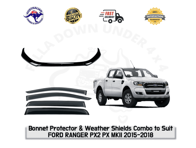 Bonnet Protector & Weather Shields Combo Ford Ranger PX2 PX MKII 15-18 ...