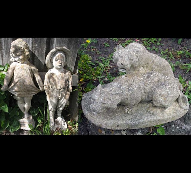 Large Garden Statues, Girl, Boy, Two Lions, $75 each | Pots & Garden ...