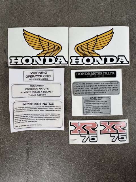 Honda 1977 XR75 Full Decal Set / Sticker Kit | Motorcycle & Scooter ...