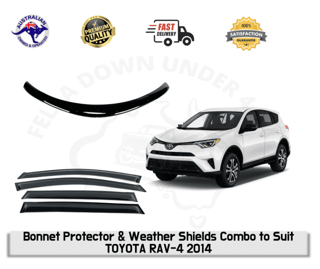 Bonnet Protector & Weather Shields Combo To Suit TOYOTA RAV-4 2014 ...