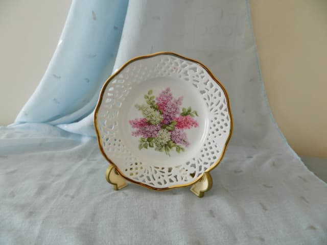 SCHUMANN Plate Laced Edge Porcelain Lilac Flowers Pattern 13 Germany ...