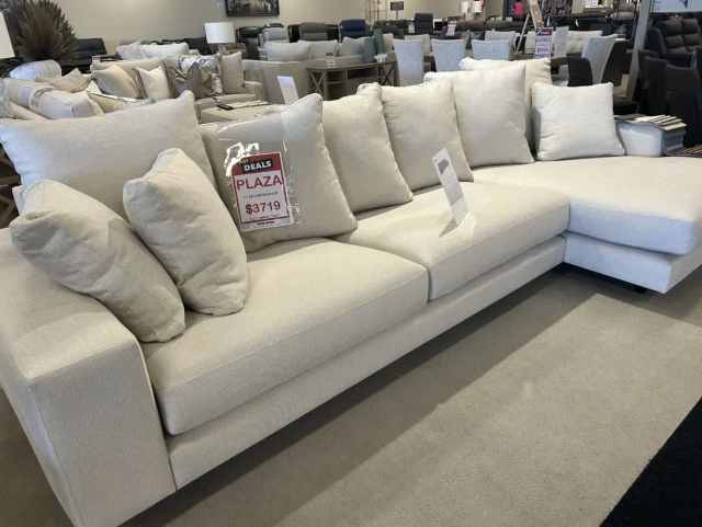 Plaza Sofa 3.5 Seater with Chaise (Snow) Harvey Norman - Sofas in Chadstone VIC | Gumtree Australia