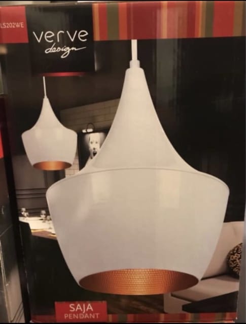 Verve Design Saja 24cm Pendant Ceiling Light Gloss White (Metal ...