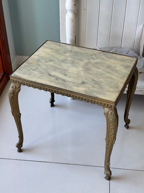 ~~Coffee Table/ Side Table* Marble Top/ Ornate Metal Table* Vintage ...