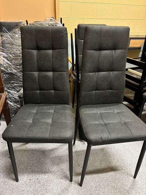 Dark Grey Dining Chair Slim Black Metal Base Contemporary Industrial ...