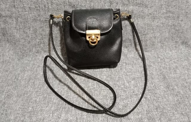 Small Black Over Body Bag Gold Detail Lined Inside Pocket | Bags ...