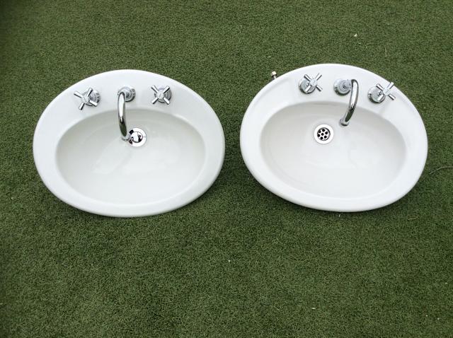 Two ceramic basins complete with taps sets | Building Materials ...
