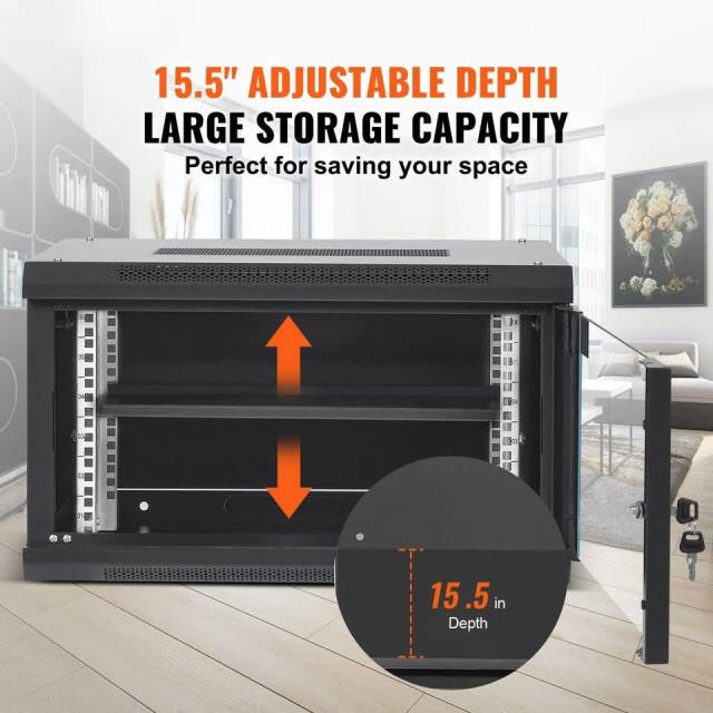 6U Wall Mount Network Server Rack Cabinet Enclosure 350 x 450 x 600mm ...