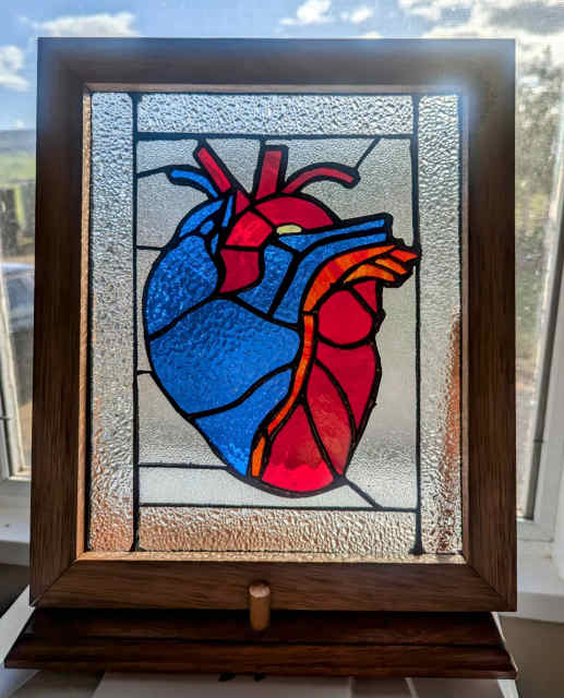 Leadlight Anatomical Heart, Framed and On Stand For Sale - Other ...