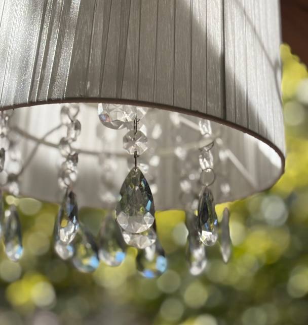 Gorgeous Pendant Light: miniature white sheer chandelier with crystals ...
