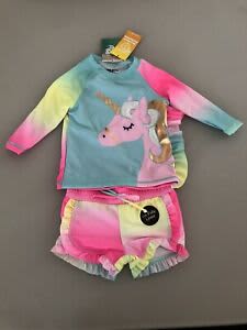 Swim Suit Rashie & Shorts Unicorn Rainbow Wave Zone Size 1 - Baby ...